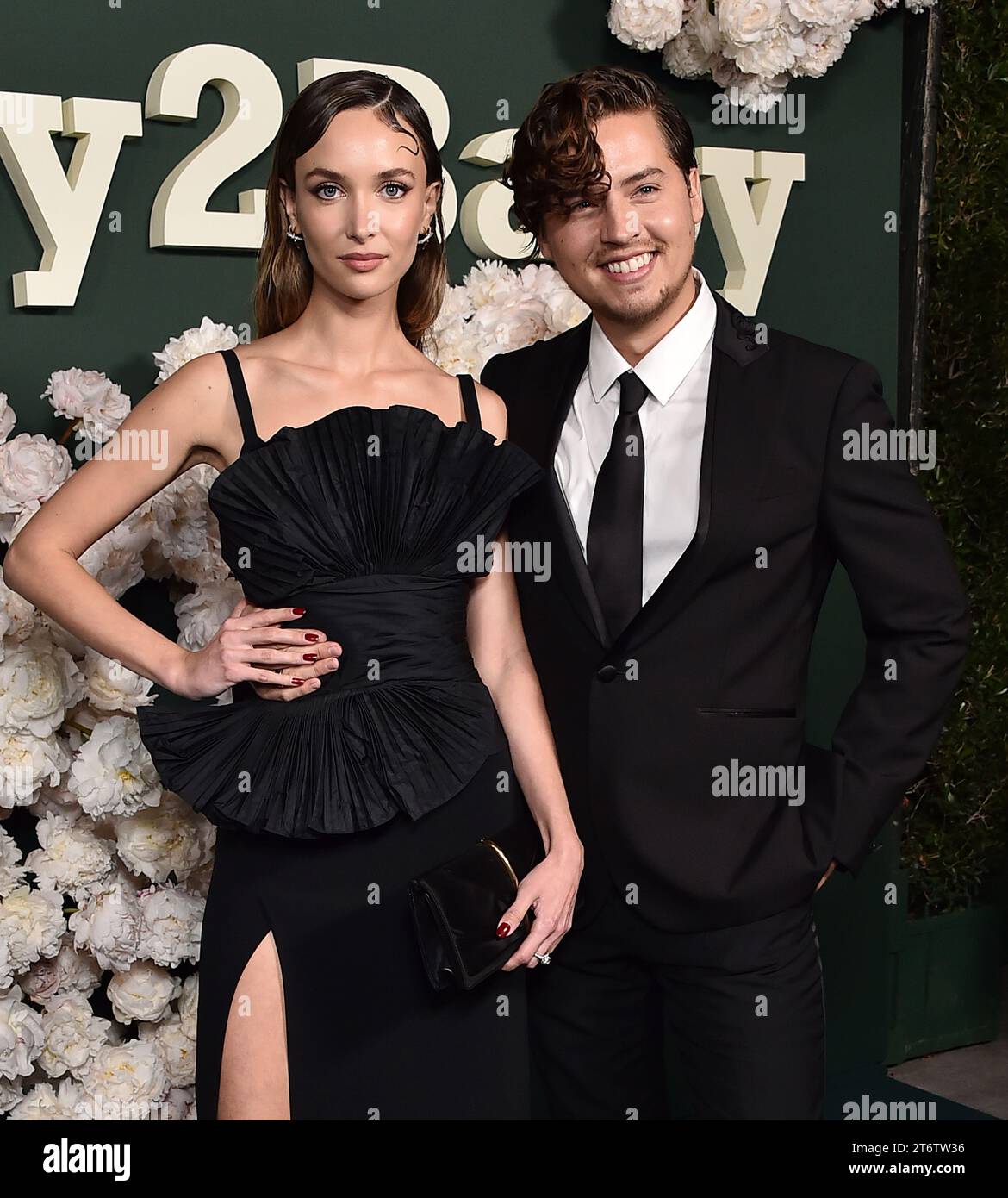 Ari Fournier and Cole Sprouse arriving to the 2023 Baby2Baby Gala held at the Pacific Design ...