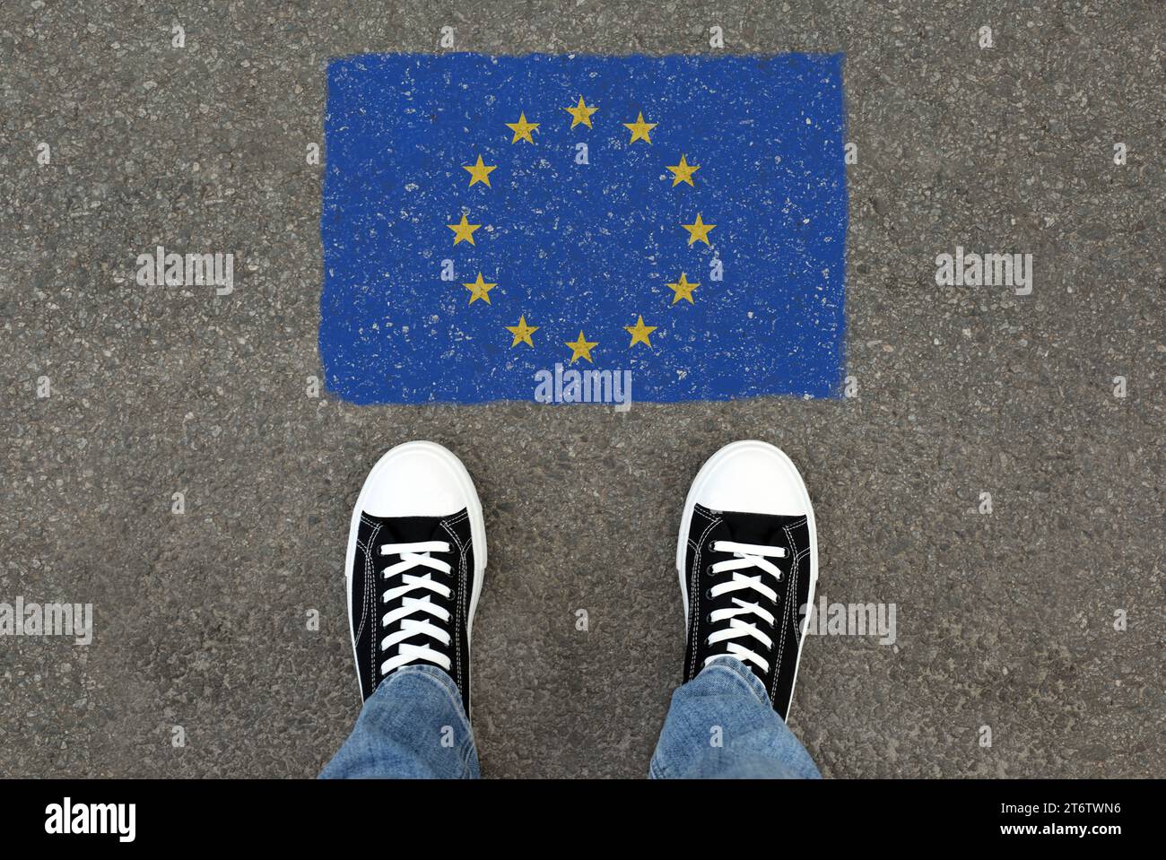 Man standing eu flag hi-res stock photography and images - Alamy