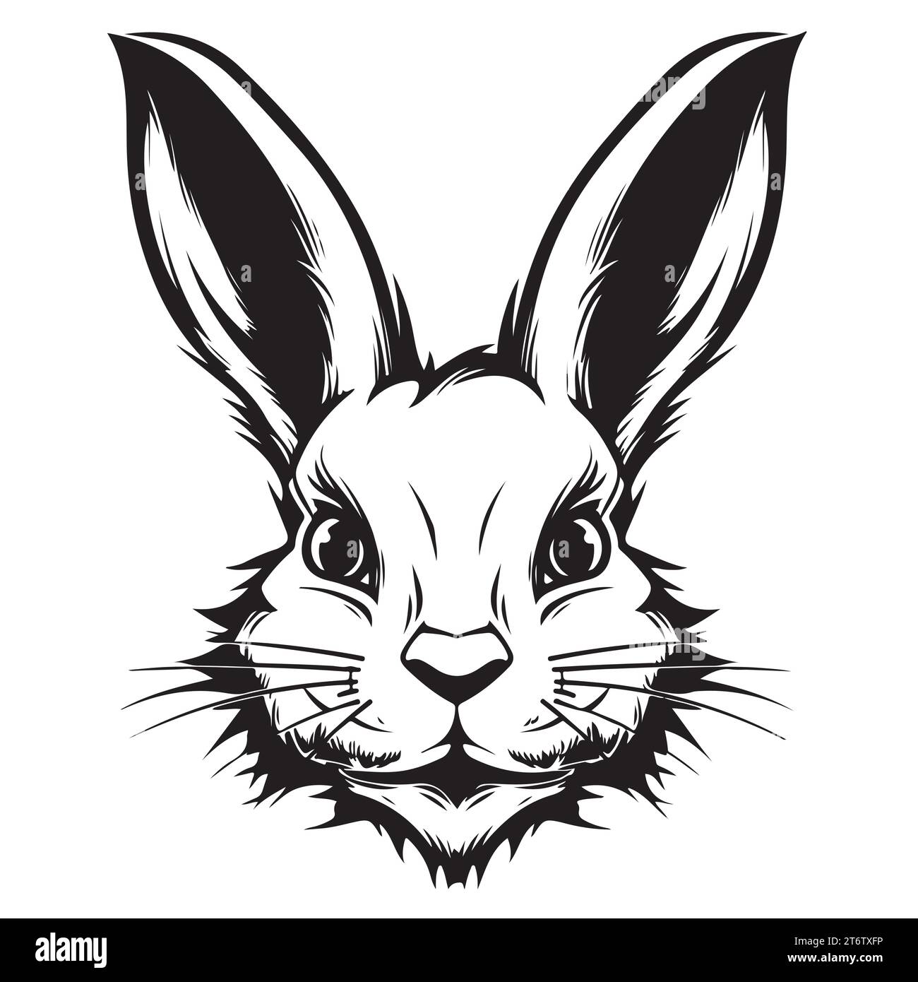 Rabbit line art. vintage. Bunny tattoo or easter event print design ...