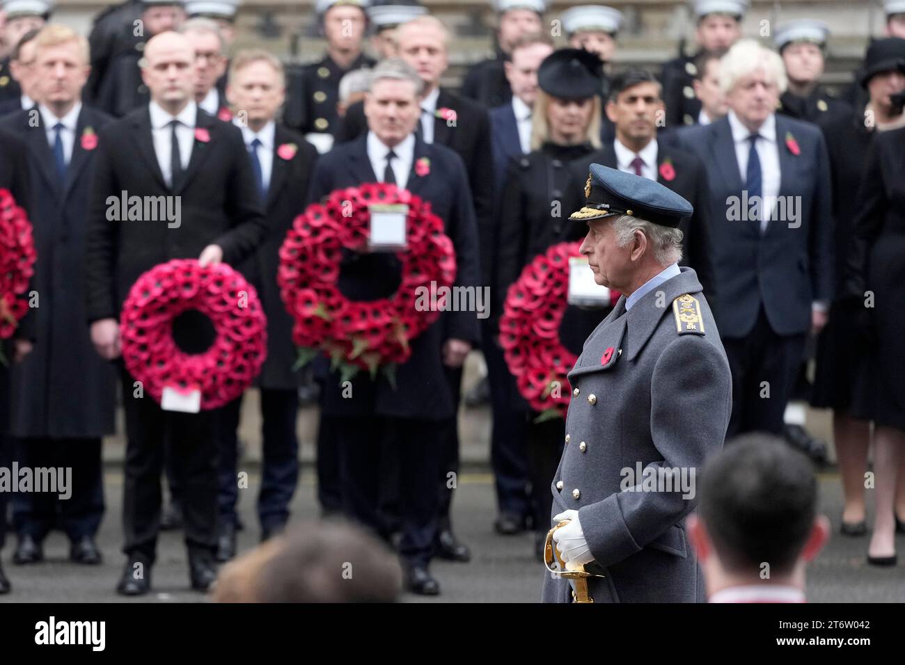 Britain's King Charles III attends the Remembrance Sunday ceremony at ...
