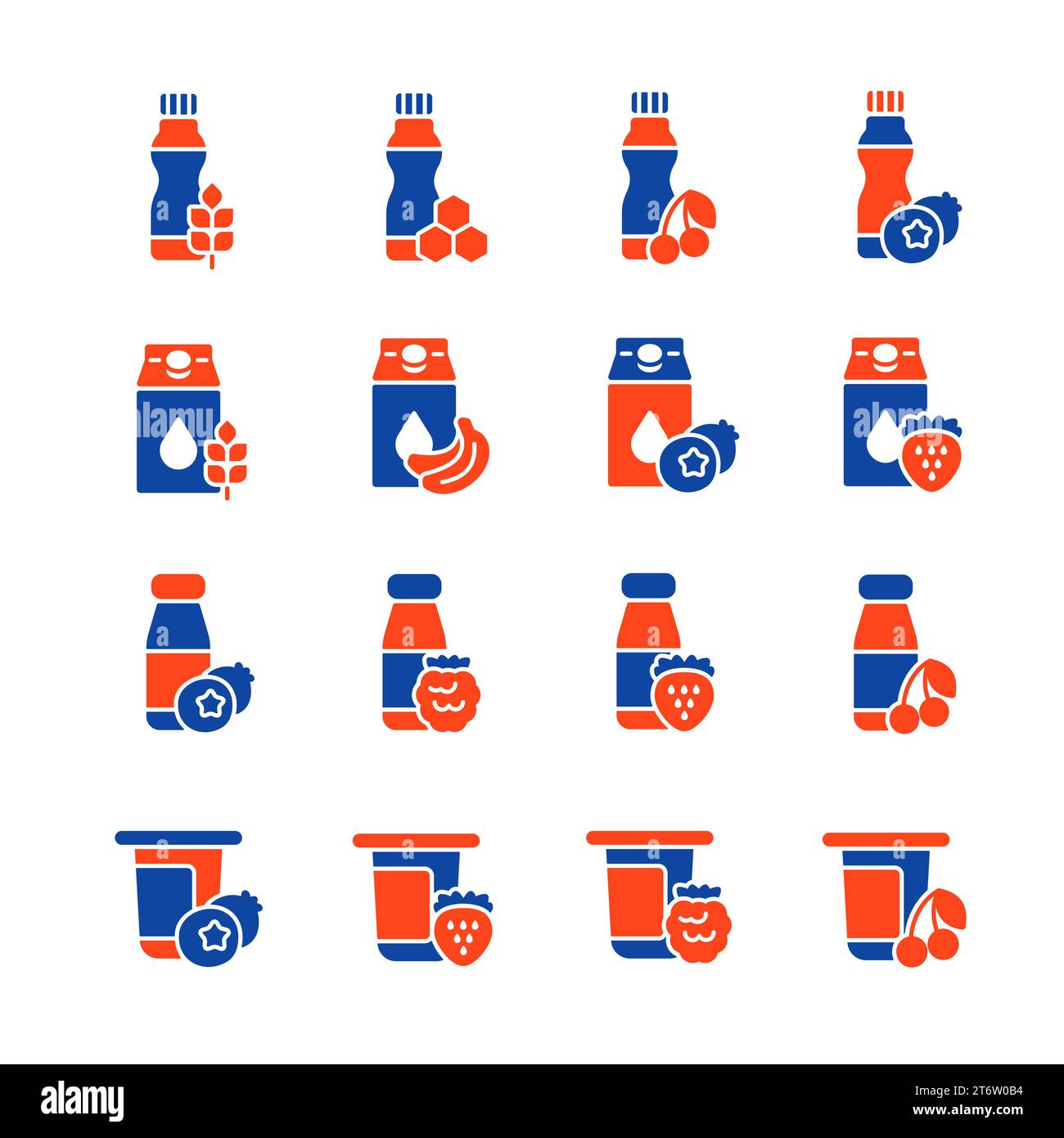 Fruits yogurt set vector icon. Dairy products sign. Graph symbol for ...