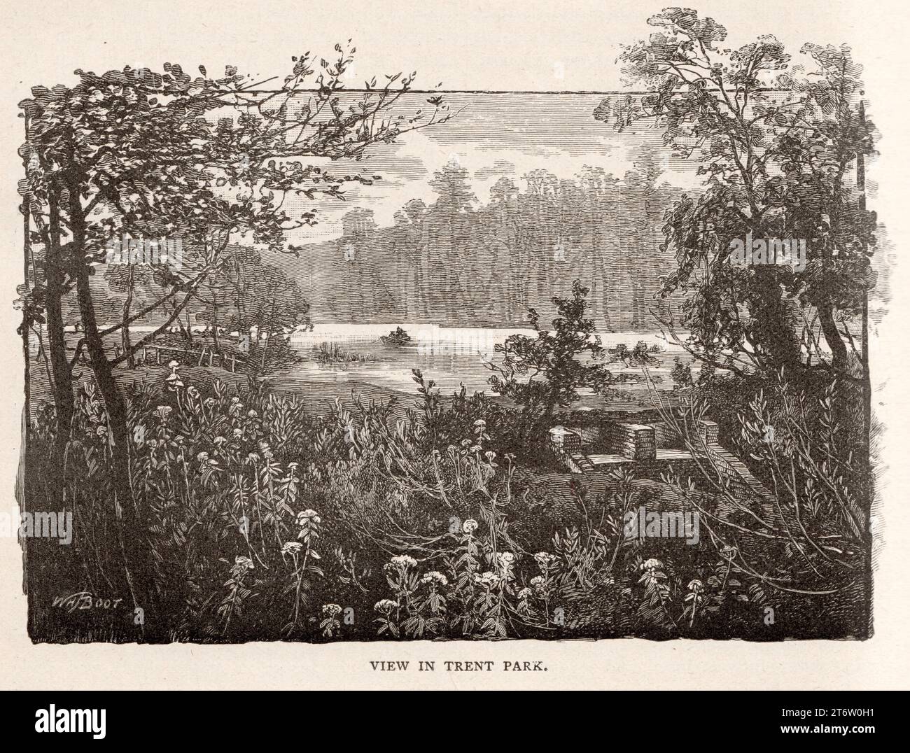 Engraving of Trent Park in Enfield from the book: “Greater London ...