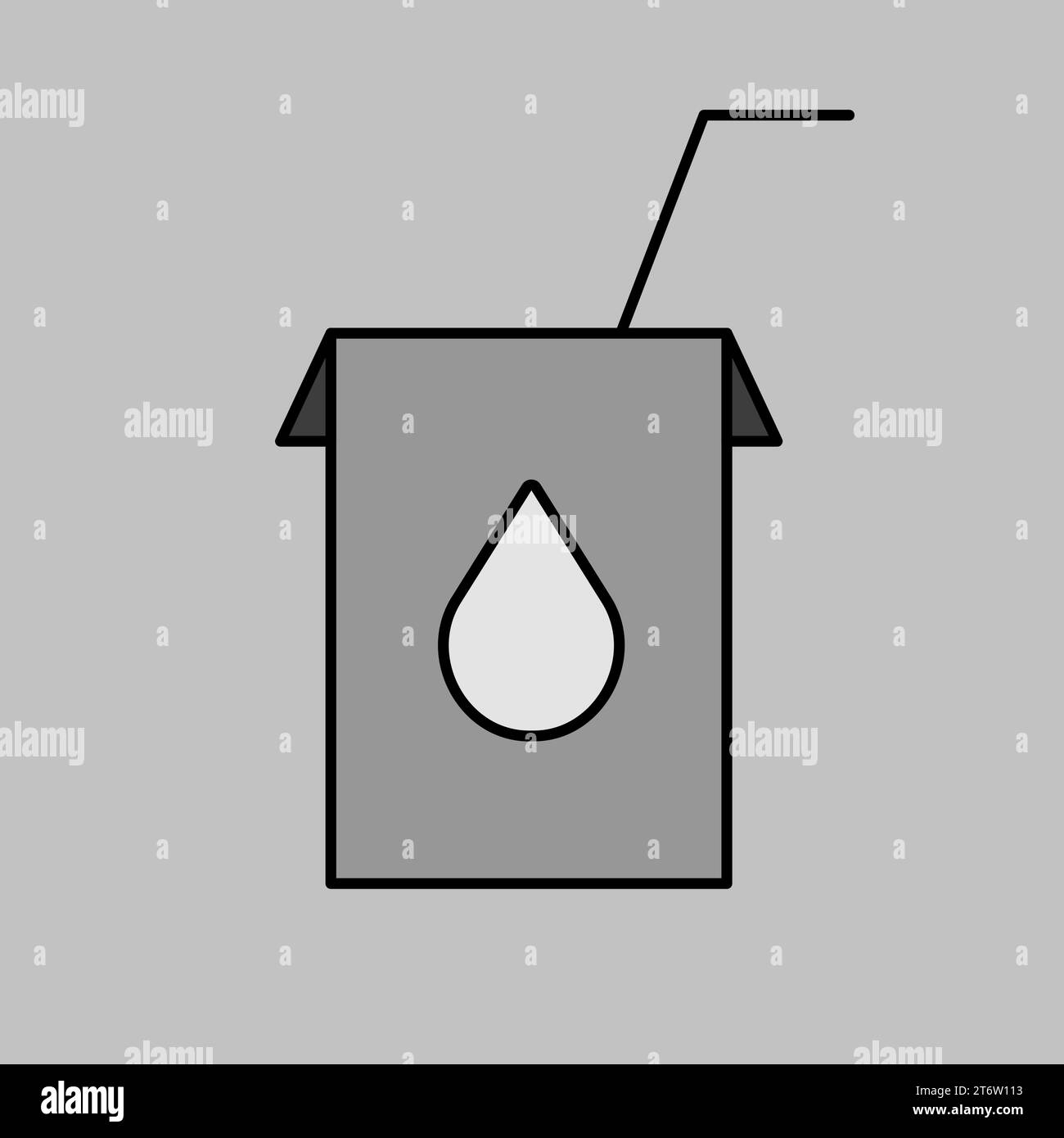 Milk box with straw vector grayscale icon. Dairy product sign. Graph ...