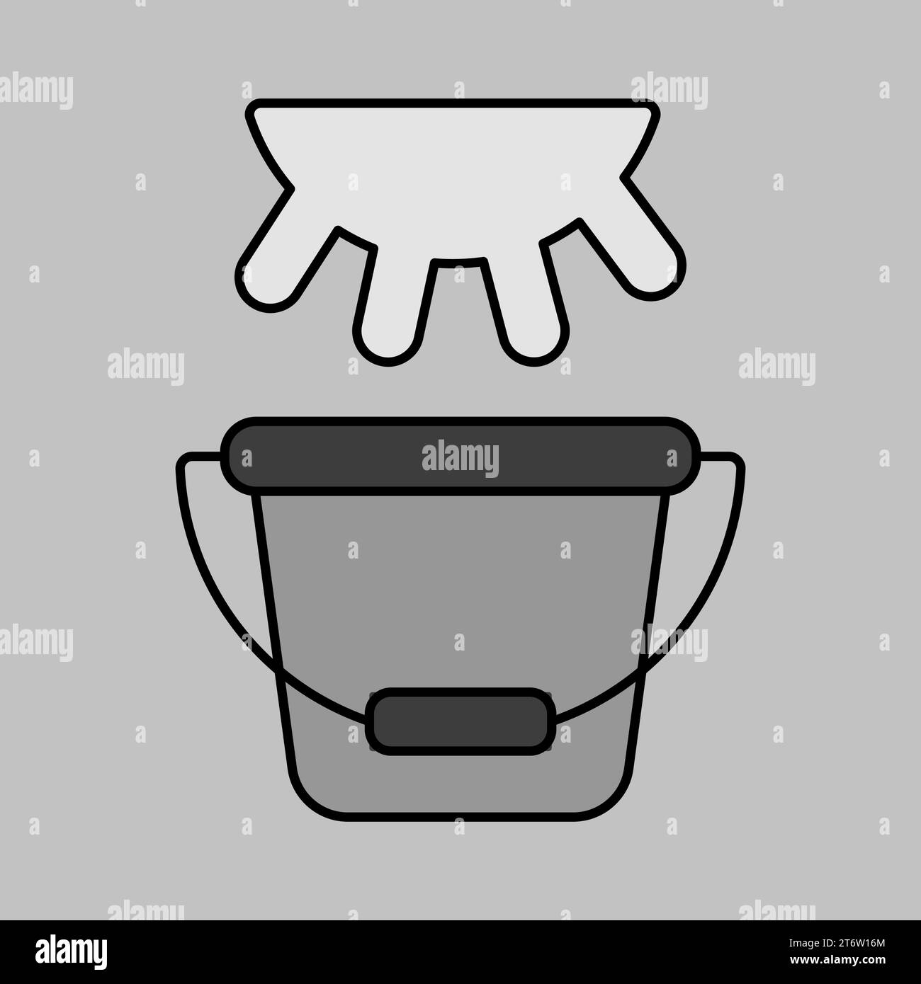 Cow udder and buckets. Fresh milk vector grayscale icon. Dairy product ...