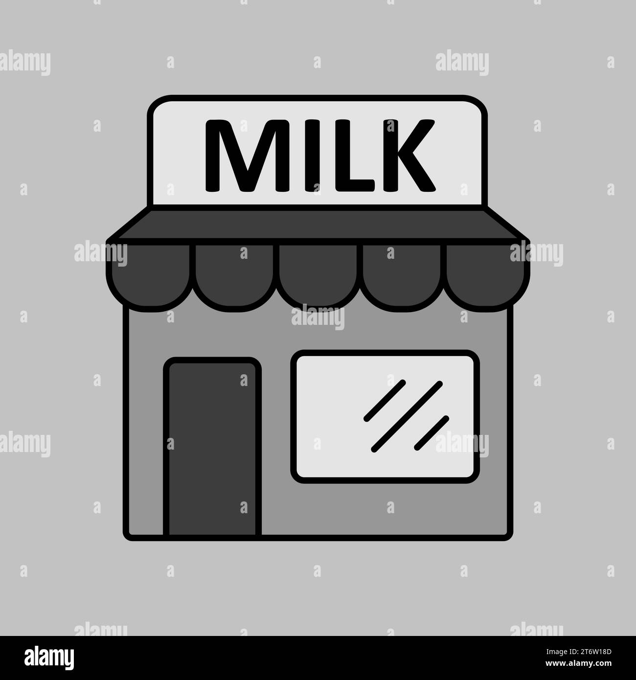 Dairy store facade vector grayscale icon. Dairy product sign. Graph ...