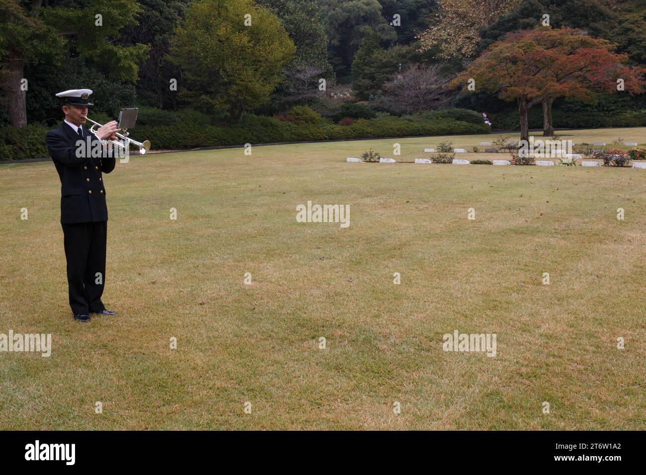 Yokohama, Japan. 12th Nov, 2023. Bugler petty officer 2nd Class Shohei ...