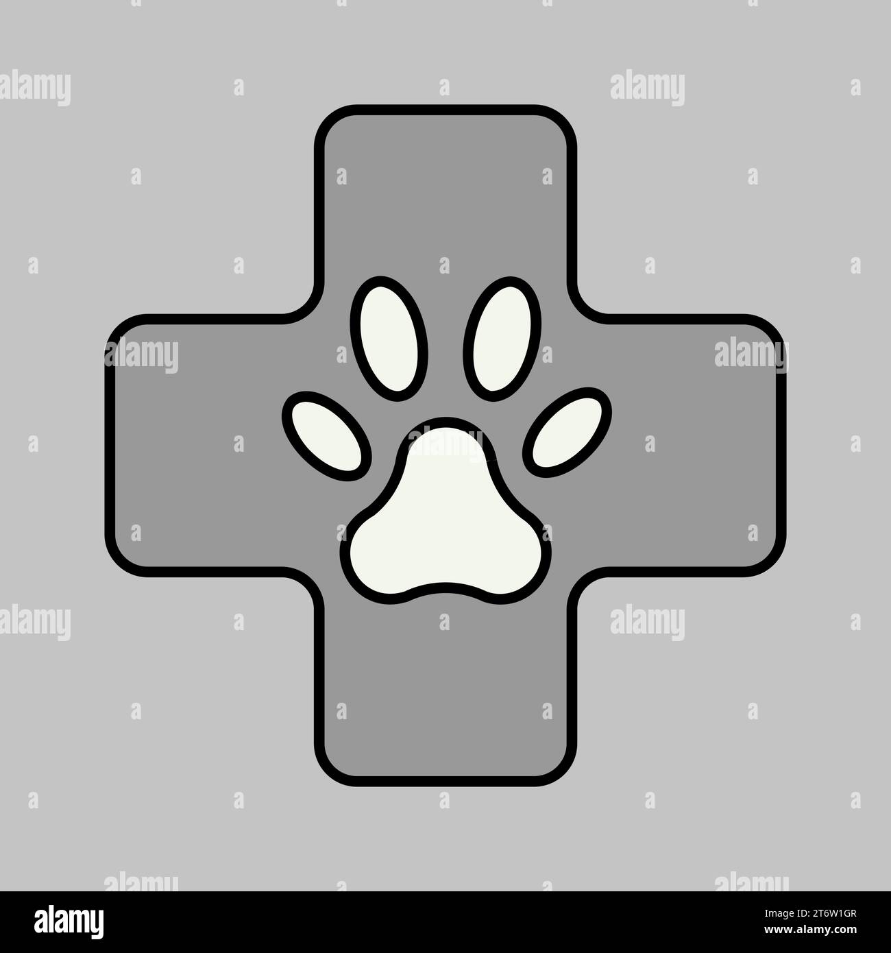 Veterinary vector isolated grayscale icon. Pet animal sign. Graph ...