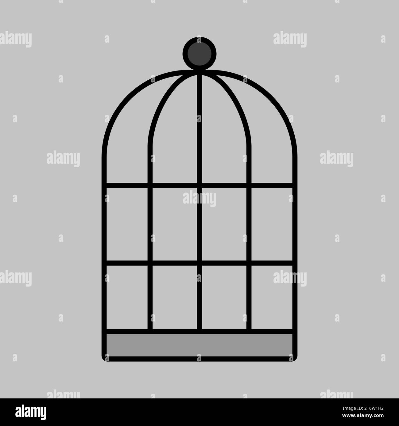 Empty bird cage vector grayscale icon. Pet animal sign. Graph symbol ...