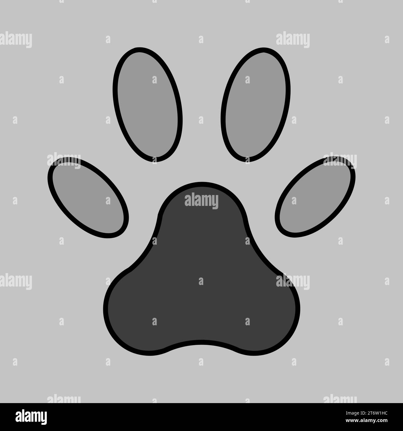 Paw vector isolated grayscale icon. Pet animal sign. Graph symbol for ...