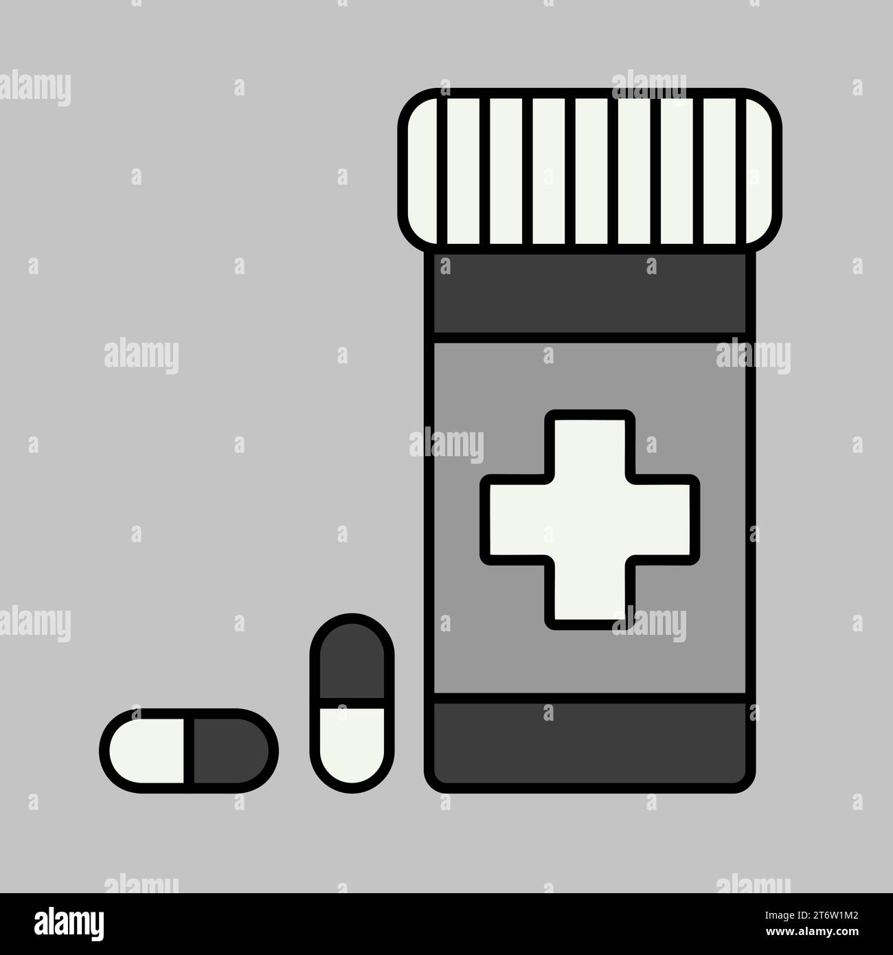 Pills box for pet vector grayscale icon. Pet animal sign. Graph symbol ...