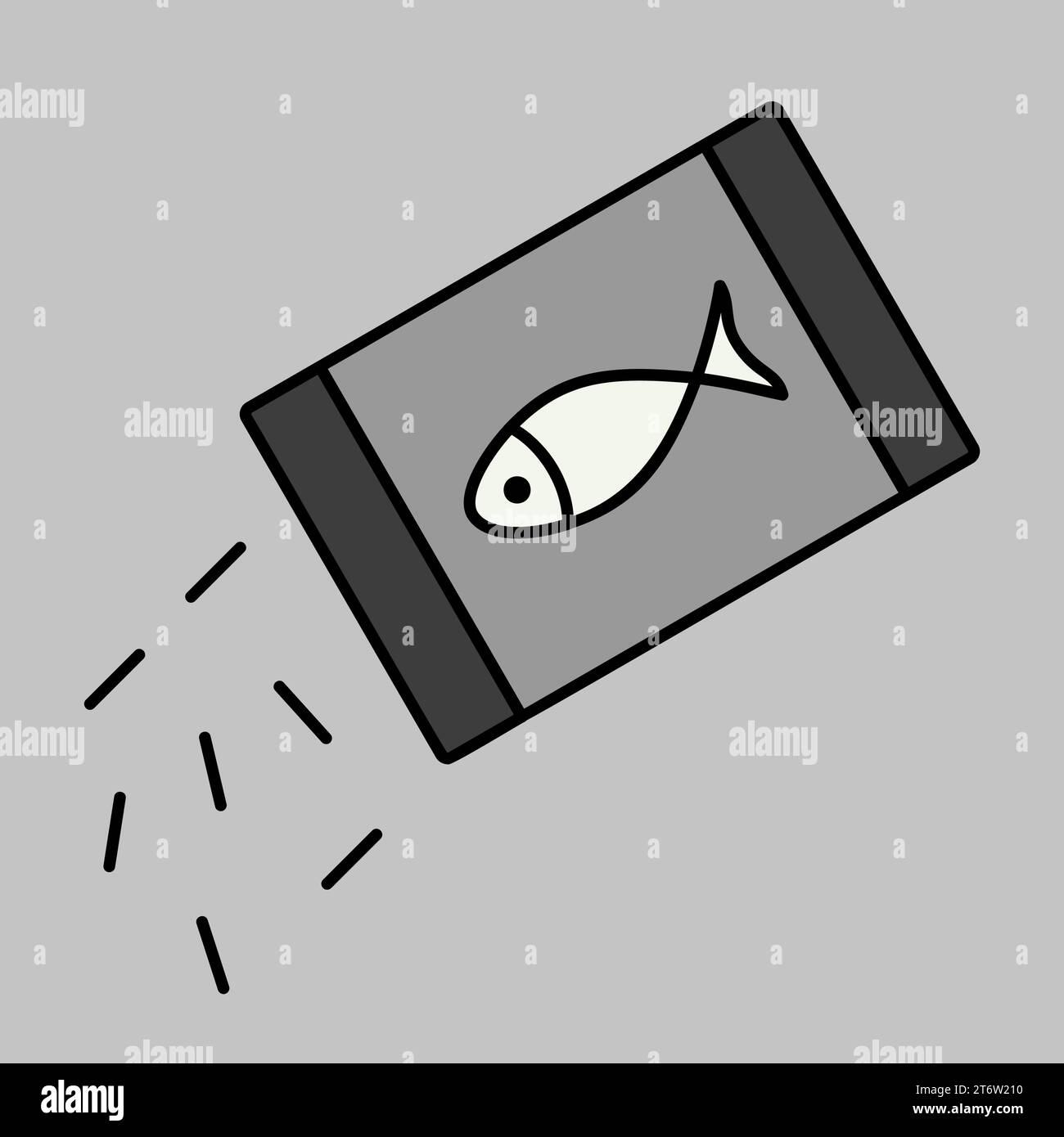 Pet fish feed vector isolated grayscale icon. Pet animal sign. Graph ...