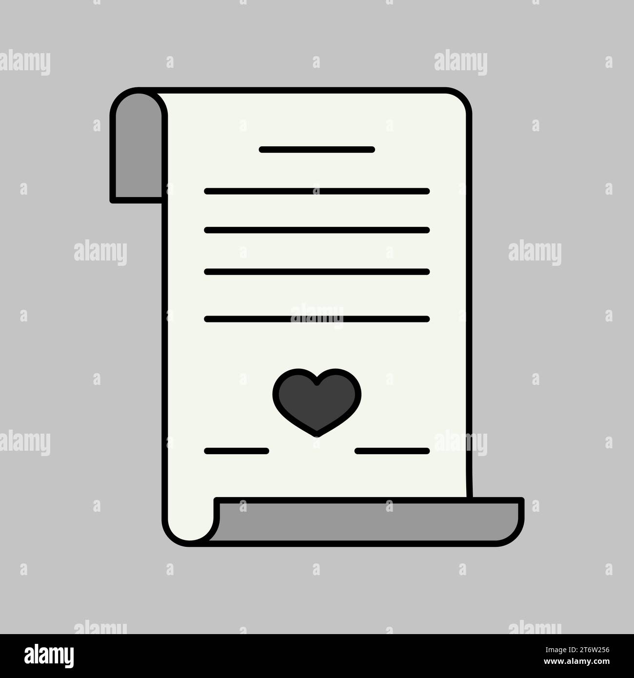 Marriage contract. Wedding certificate isolated grayscale icon. Vector ...