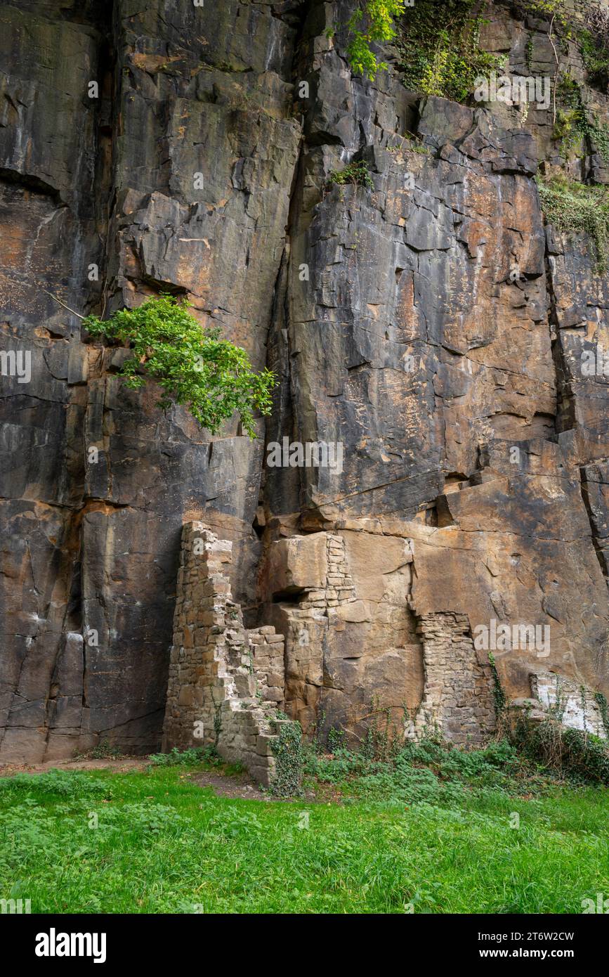 The Torrs Riverside Park at New Mills, Derbyshire, England. Remains of ...