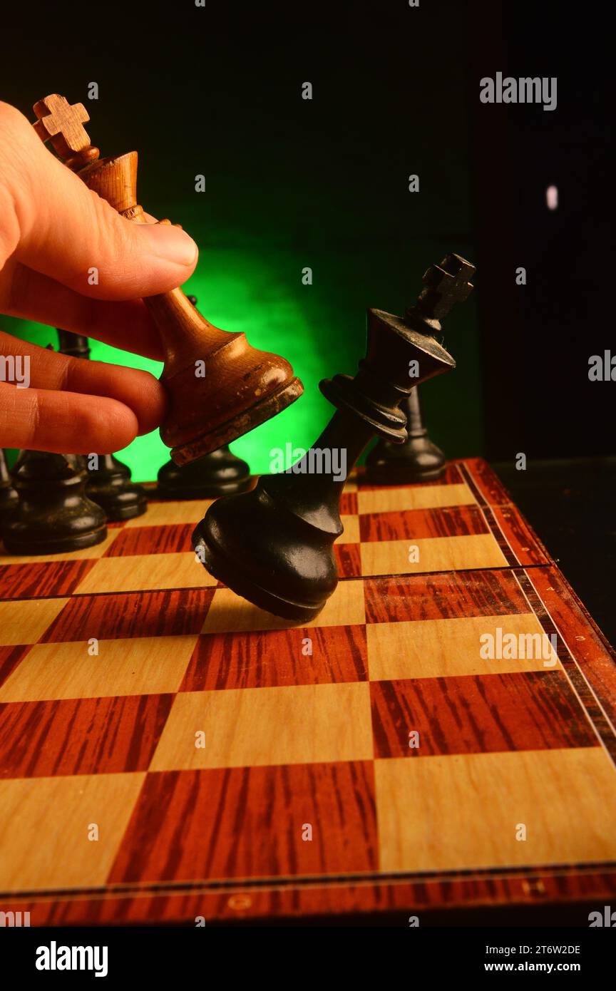 Chess pieces on the chessboard, the game is ready to start Stock Photo ...