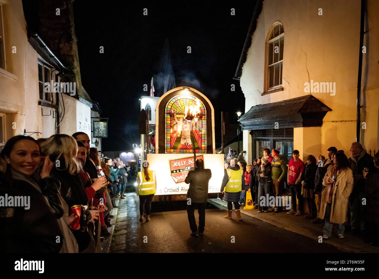 Hatherleigh, UK. 11 Novmeber 2023. Colourful parade floats in the Hatherleigh Carnival & Tar ...