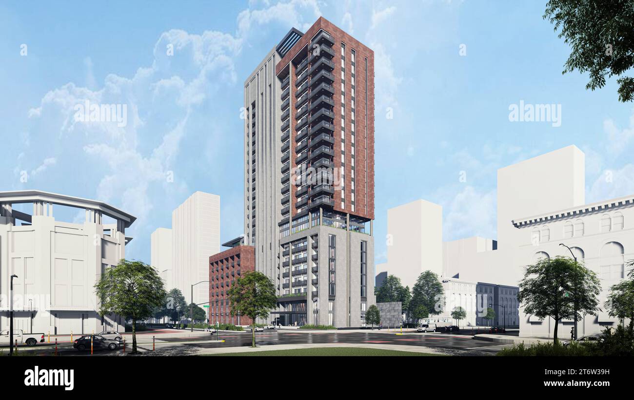 Residential high rise building, Modern skyscraper buildings 3d ...