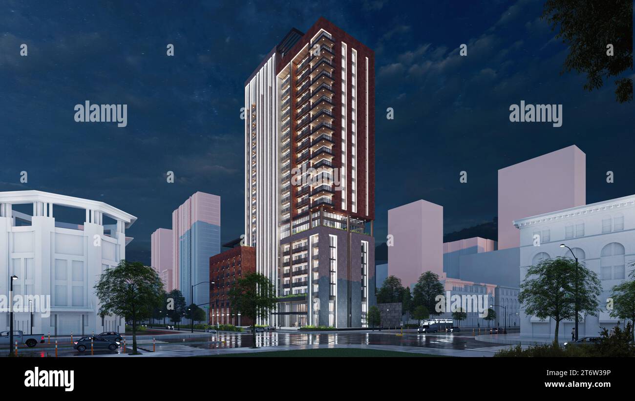 Residential high rise building, Modern skyscraper buildings 3d ...