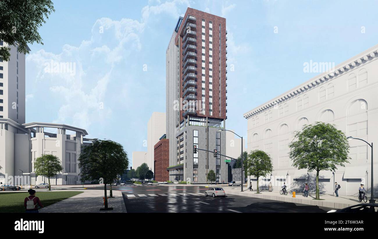 Residential high rise building, Modern skyscraper buildings 3d ...