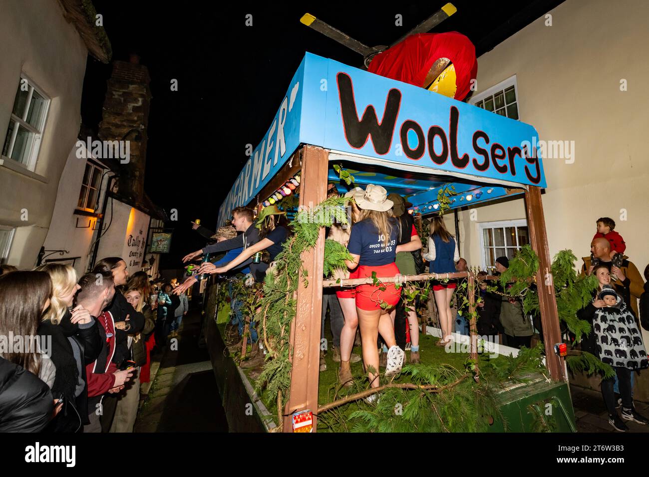 Hatherleigh, UK. 11 Novmeber 2023. Colourful parade floats in the Hatherleigh Carnival & Tar ...