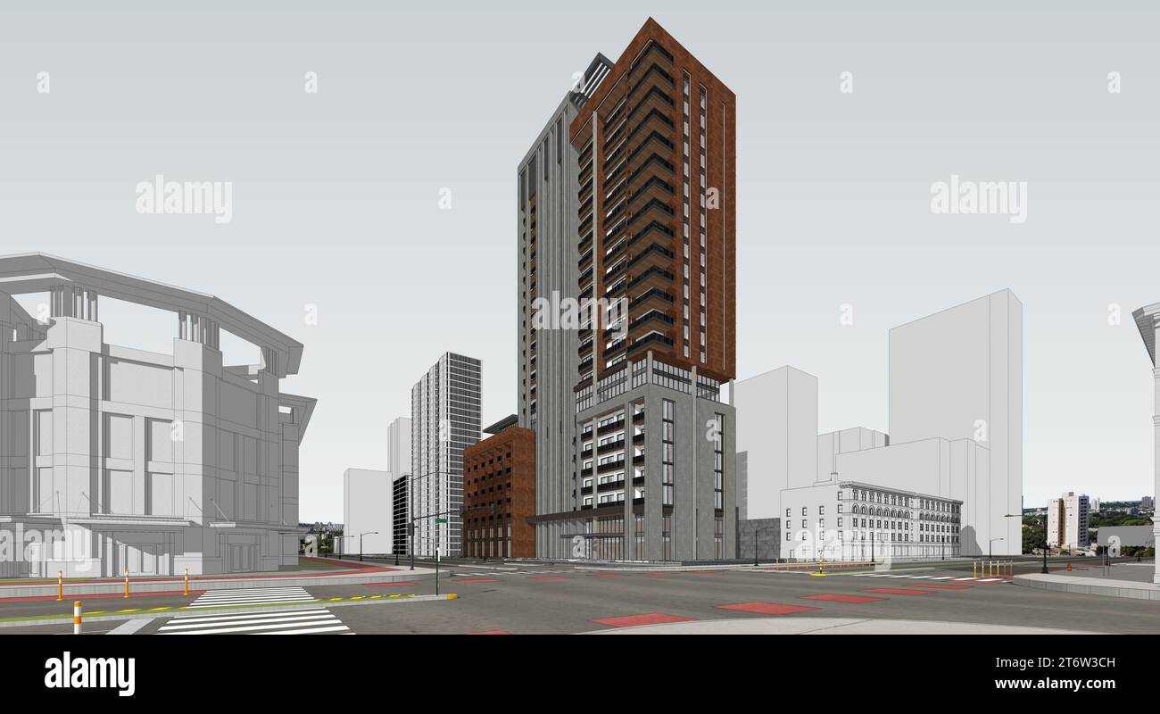 Residential high rise building, Modern skyscraper buildings 3d ...