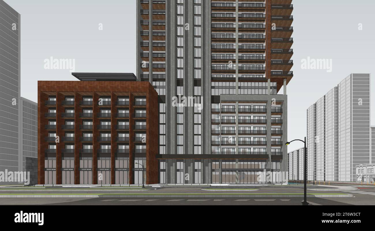 Residential high rise building, Modern skyscraper buildings 3d ...