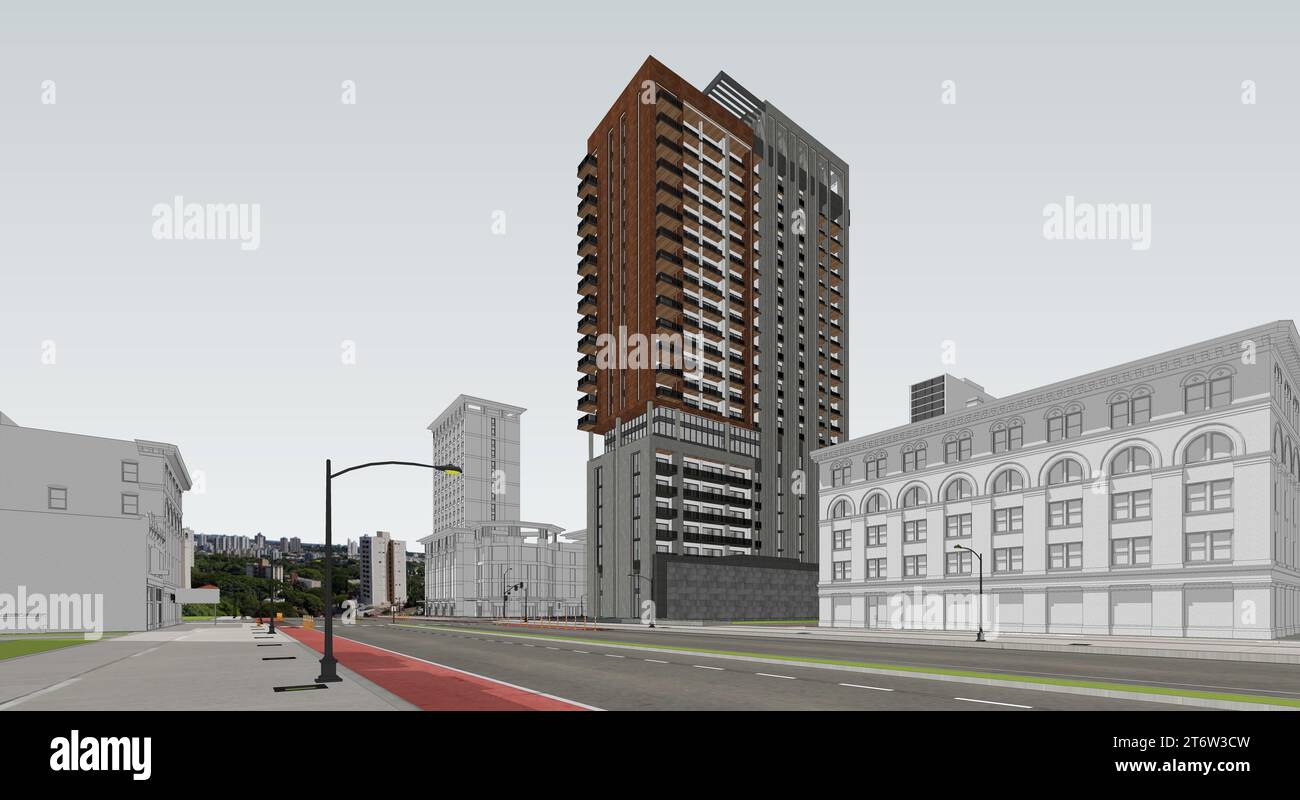 Residential high rise building, Modern skyscraper buildings 3d ...