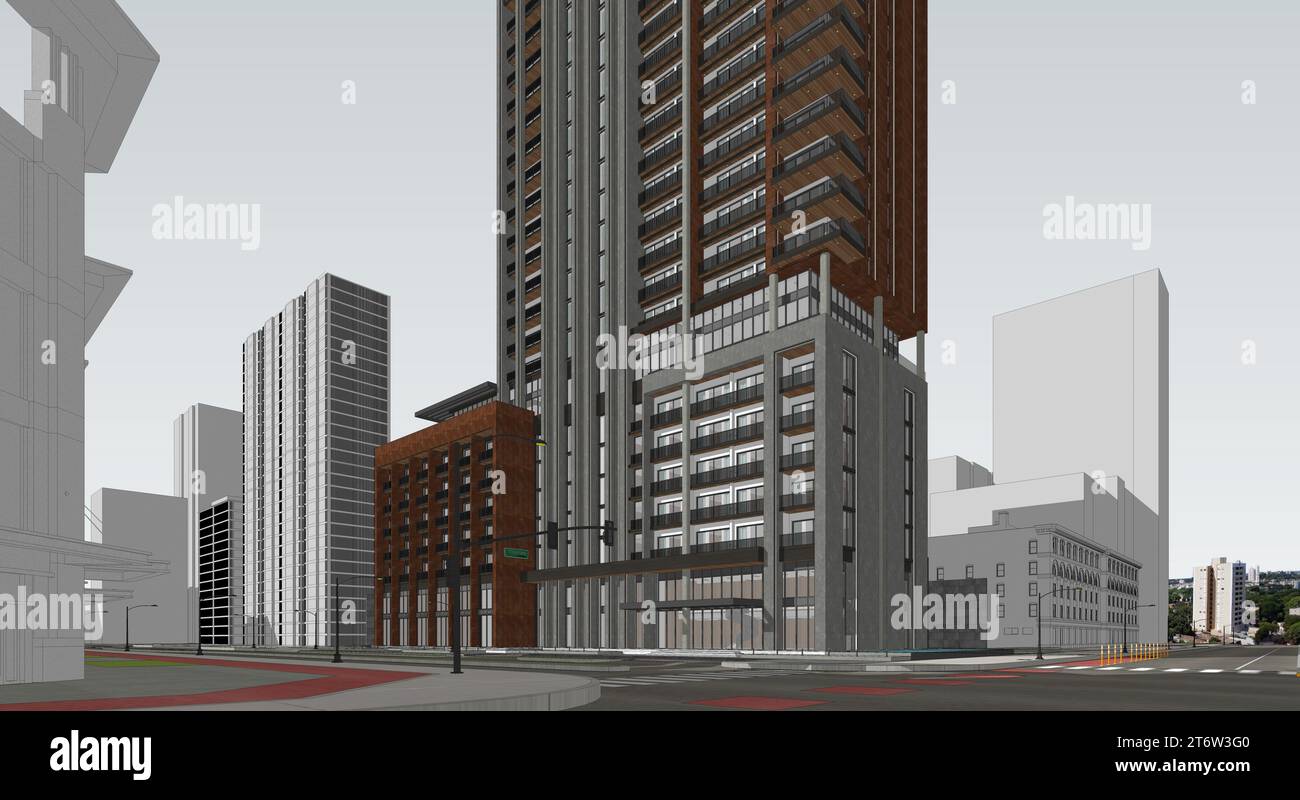 Residential high rise building, Modern skyscraper buildings 3d ...