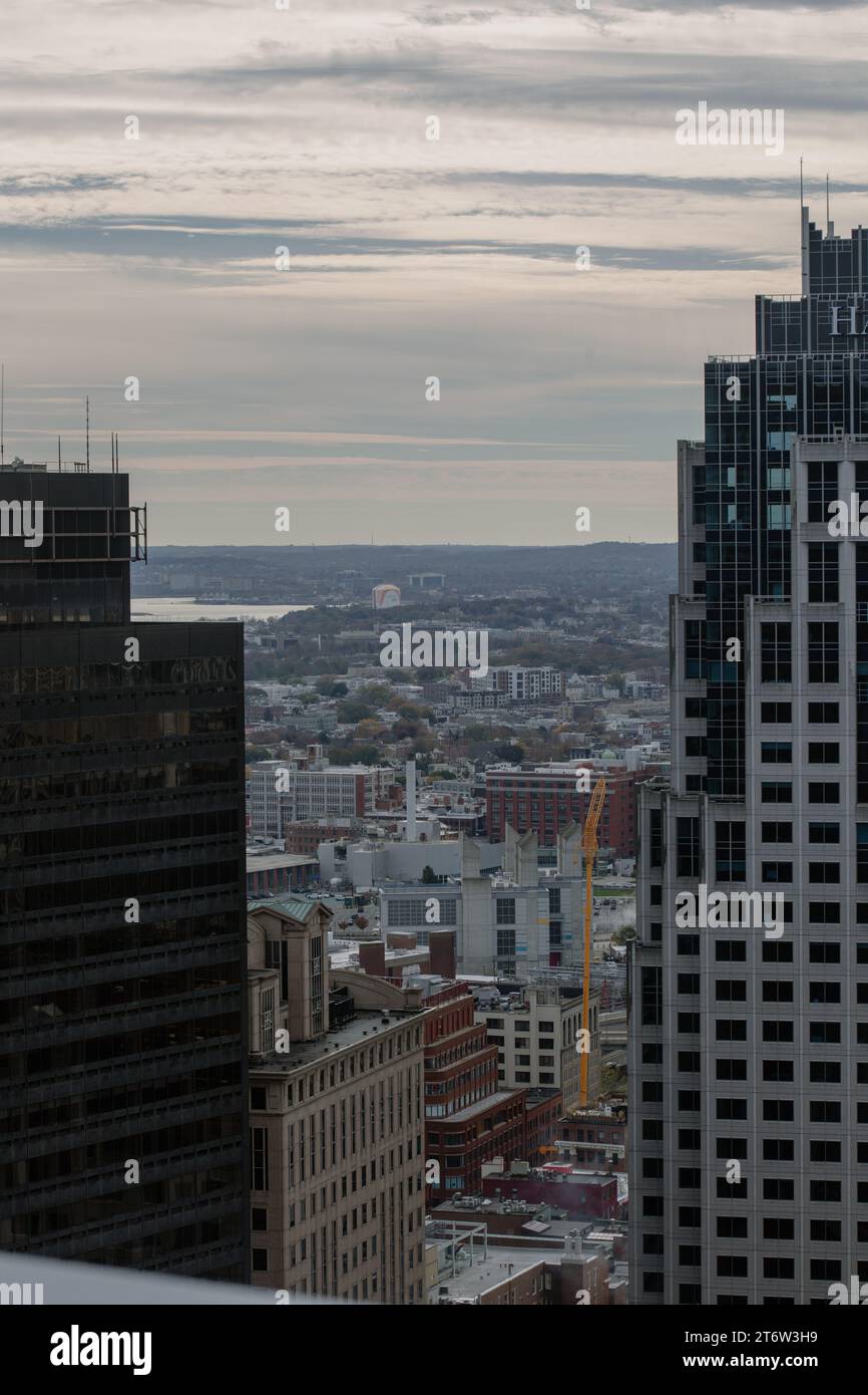 A view from a high-rise building in a metropolitan area featuring an ...