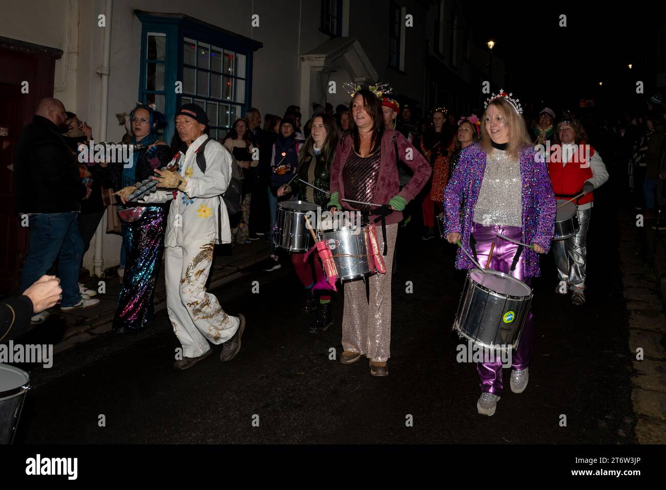 Hatherleigh, UK. 11 Novmeber 2023. Colourful parade floats in the ...