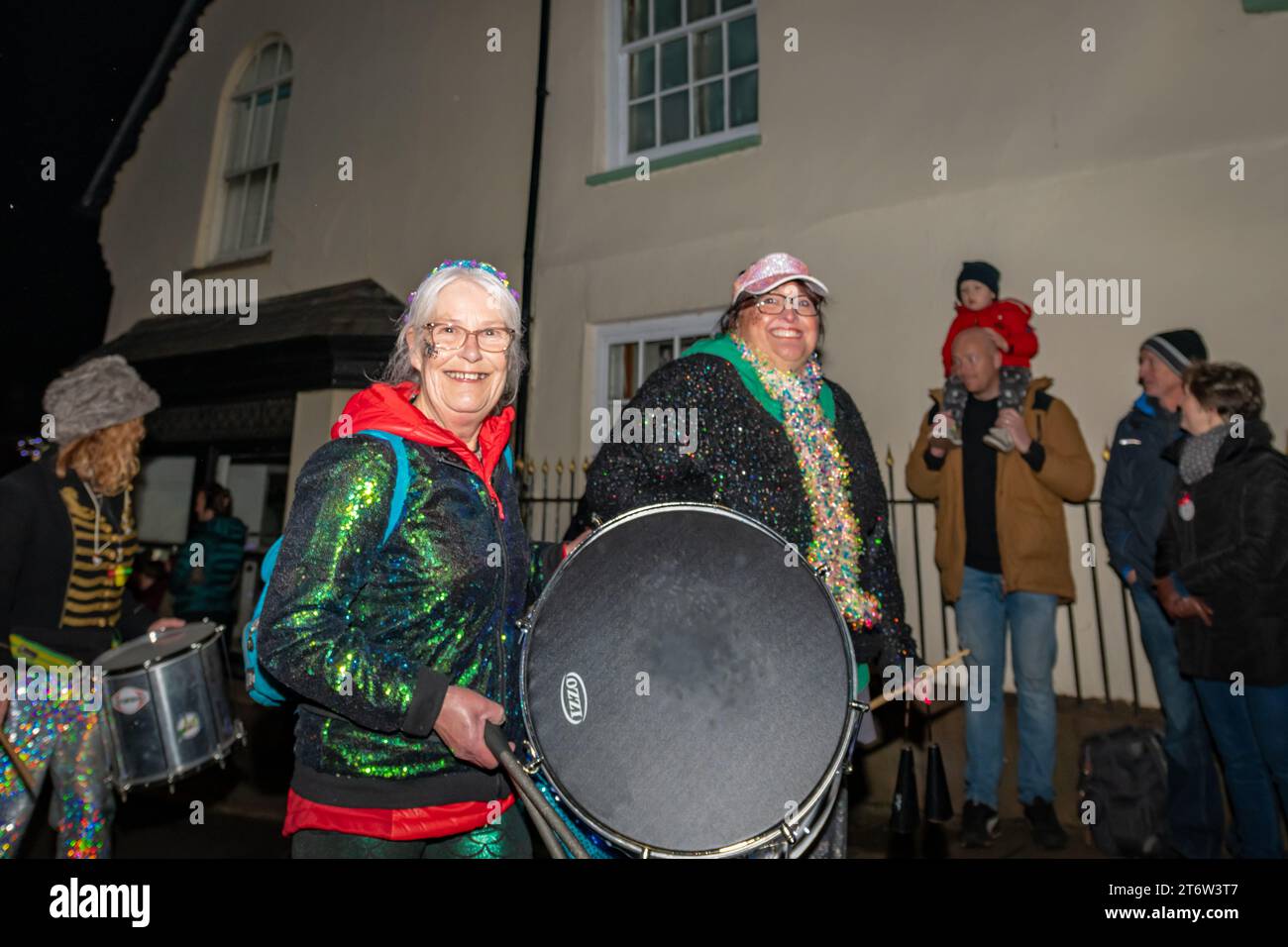 Hatherleigh, UK. 11 Novmeber 2023. Colourful parade floats in the Hatherleigh Carnival & Tar ...