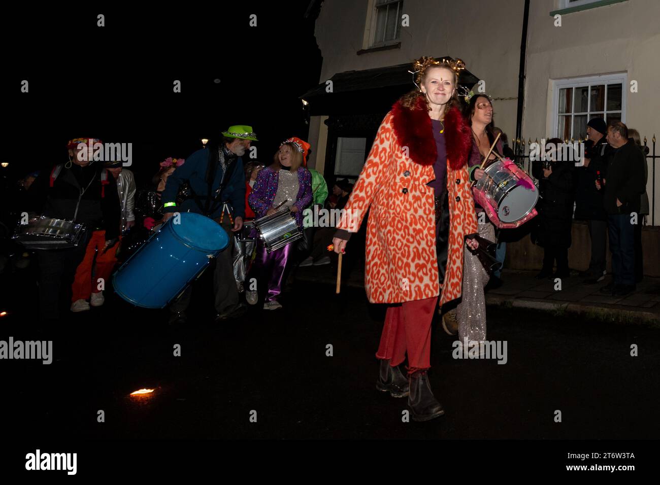 Hatherleigh, UK. 11 Novmeber 2023. Colourful parade floats in the Hatherleigh Carnival & Tar ...