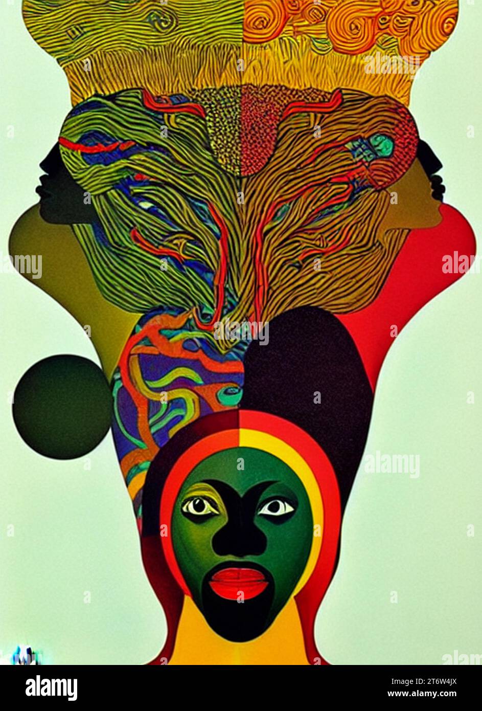 A stylized abstract drawing featuring a diverse group of individuals ...