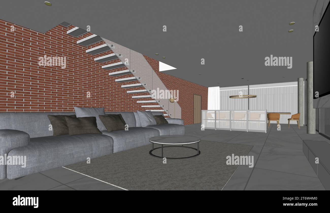 3D rendering illustration of modern house Interior Scene - Bedroom ...