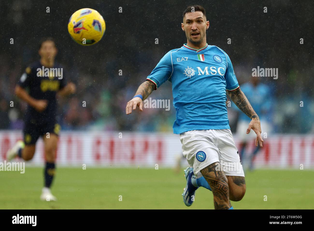 Napoli's Matteo Politano eyes the ball during the Serie A soccer match ...