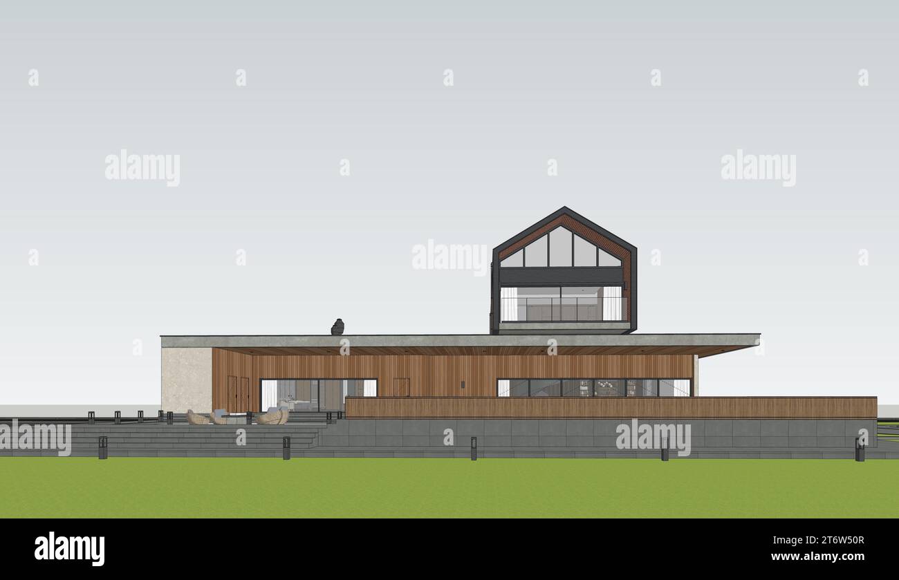 3d Render Modern Guest House Exterior Scene Stock Photo - Alamy