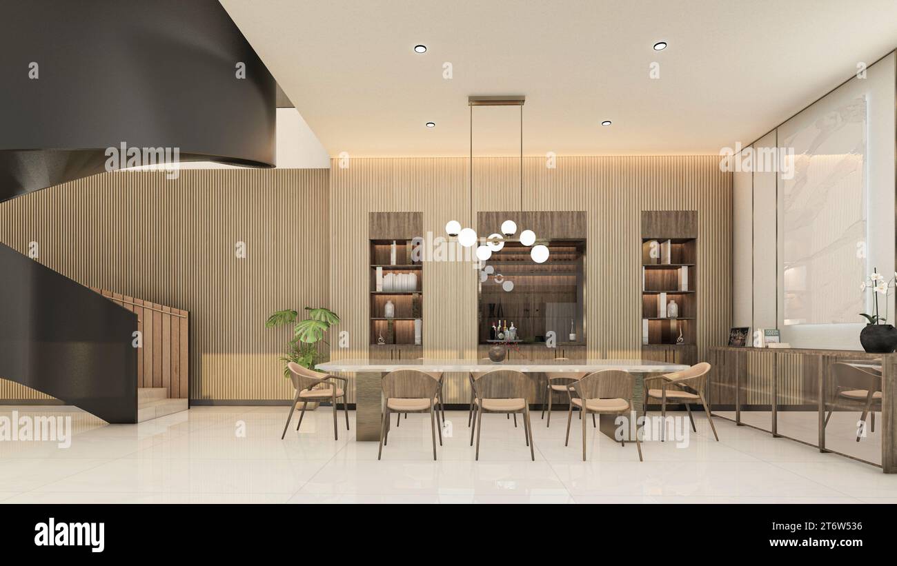 3d Render Modern Guest House Interior Scene - with furniture Stock ...