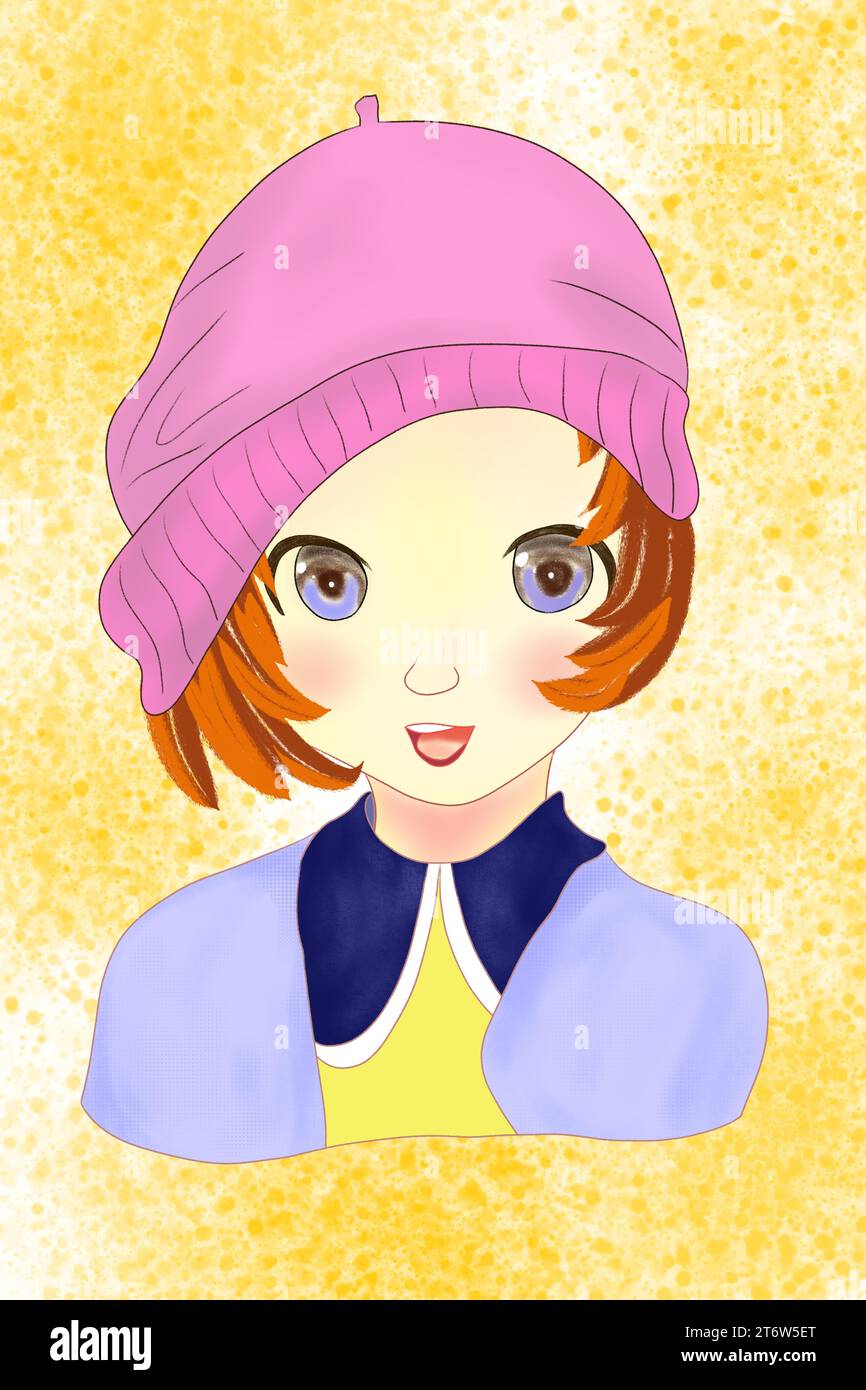 Digital pencil drawing of fictional female character. Color ...