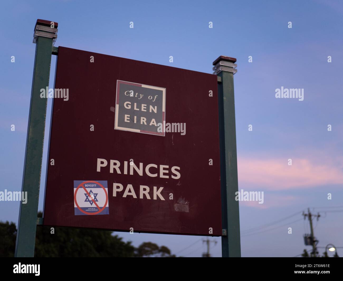 A 'Boycott Israel' sticker is left on signage After a Burgertory chain ...