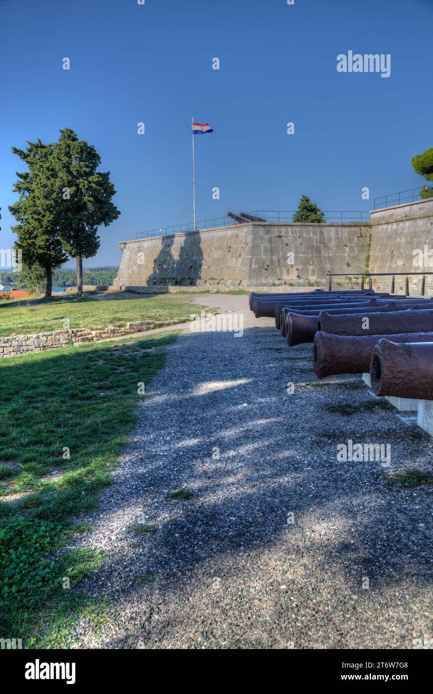 Cannons and Outer Wall, Pula Fort (also called Castle), Pula, Croatia ...