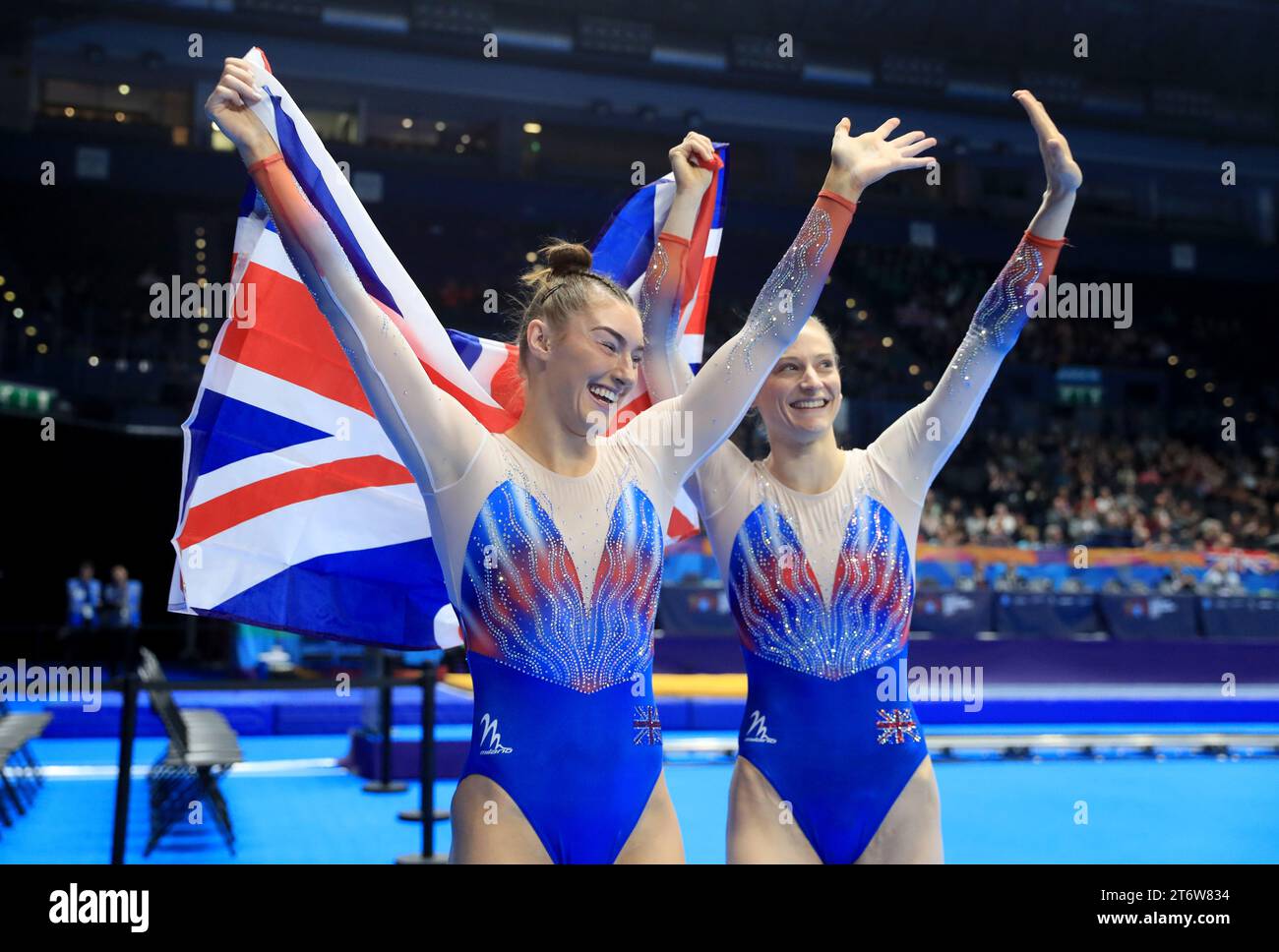 Great Britain’s Bryony Page and Isabelle Songhurst celebrate winning ...