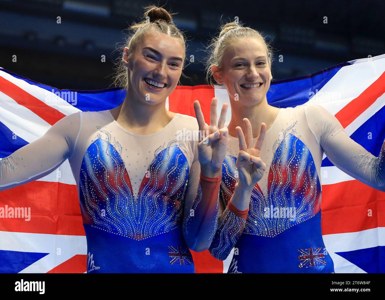 Great Britain’s Bryony Page and Isabelle Songhurst celebrate winning ...