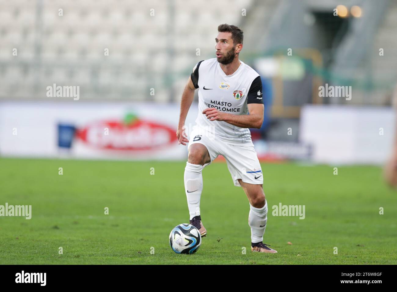 Konrad Stepien of Puszcza Niepolomice seen in action during the Polish ...