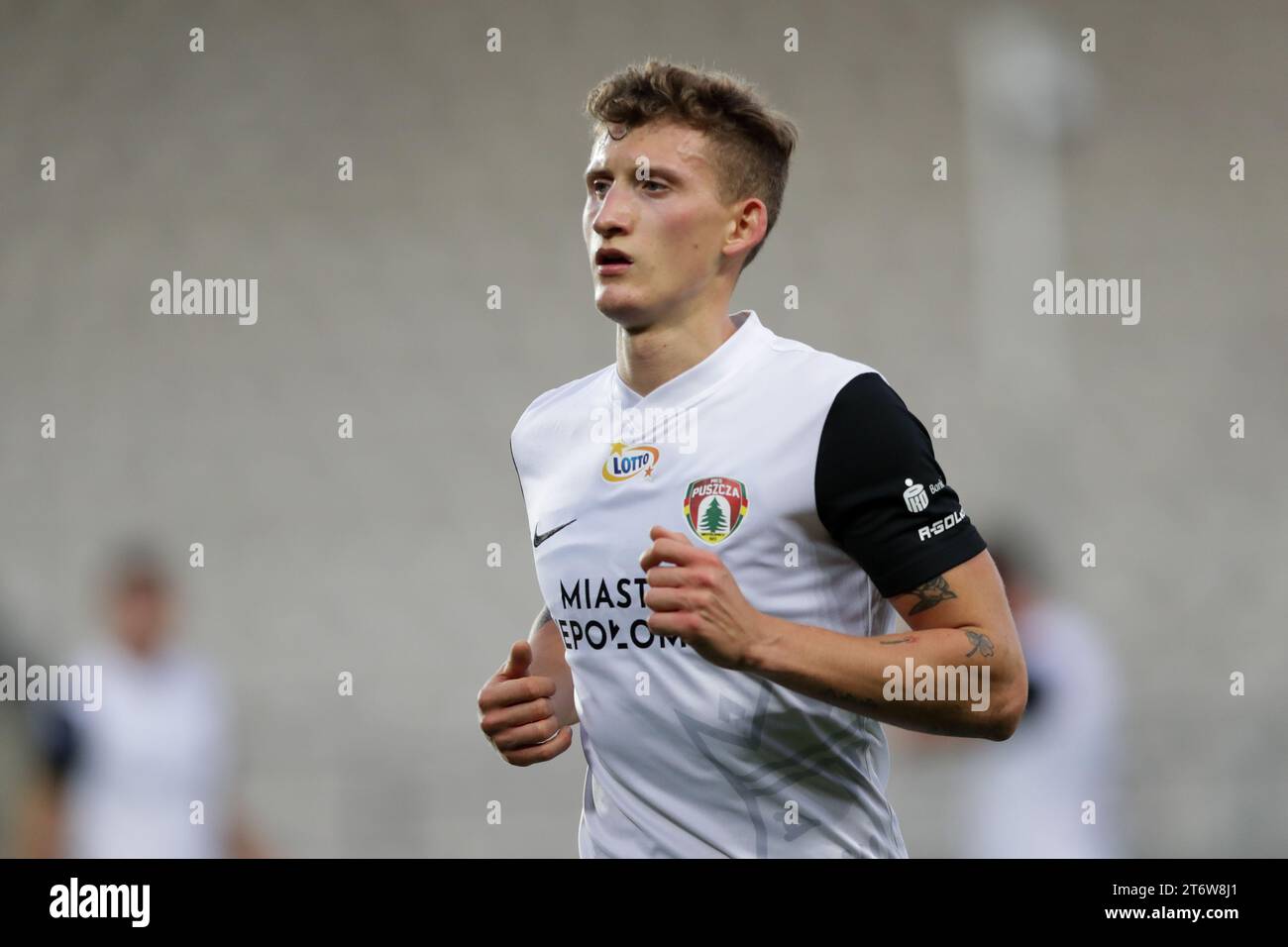Wojciech Hajda of Puszcza Niepolomice seen in action during the Polish ...
