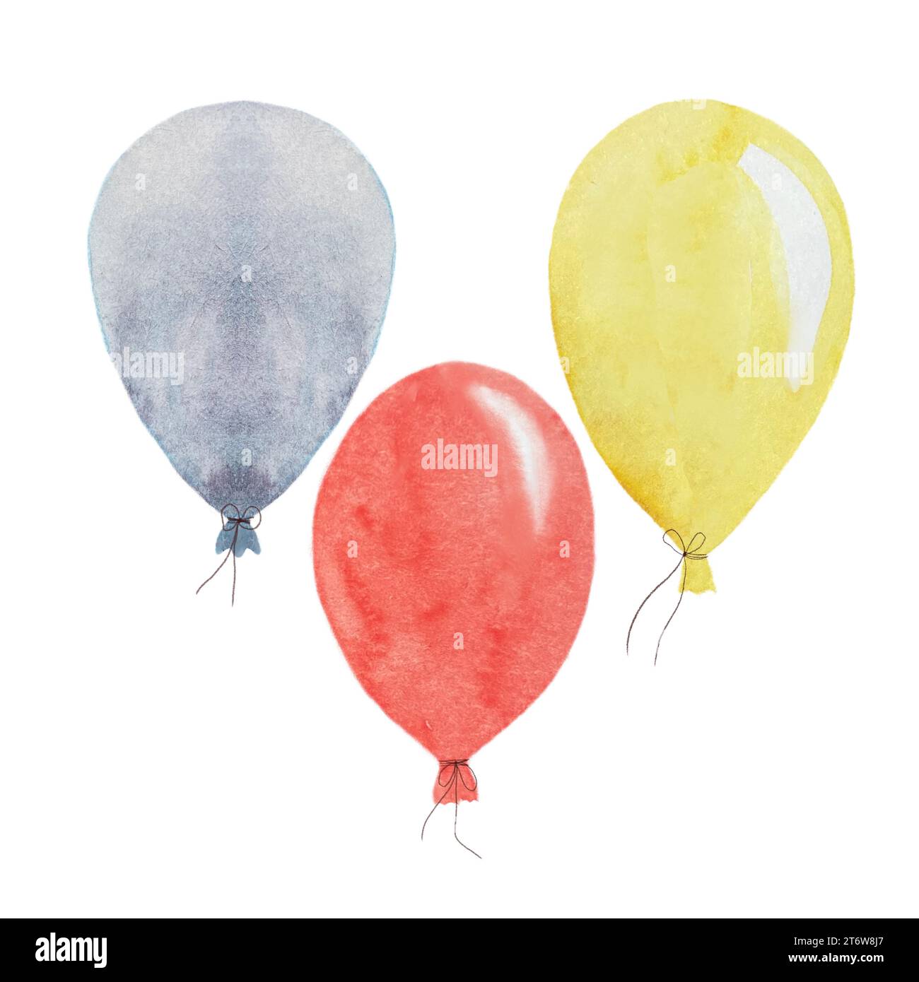Watercolor fun balloon set isolated on white Stock Photo - Alamy