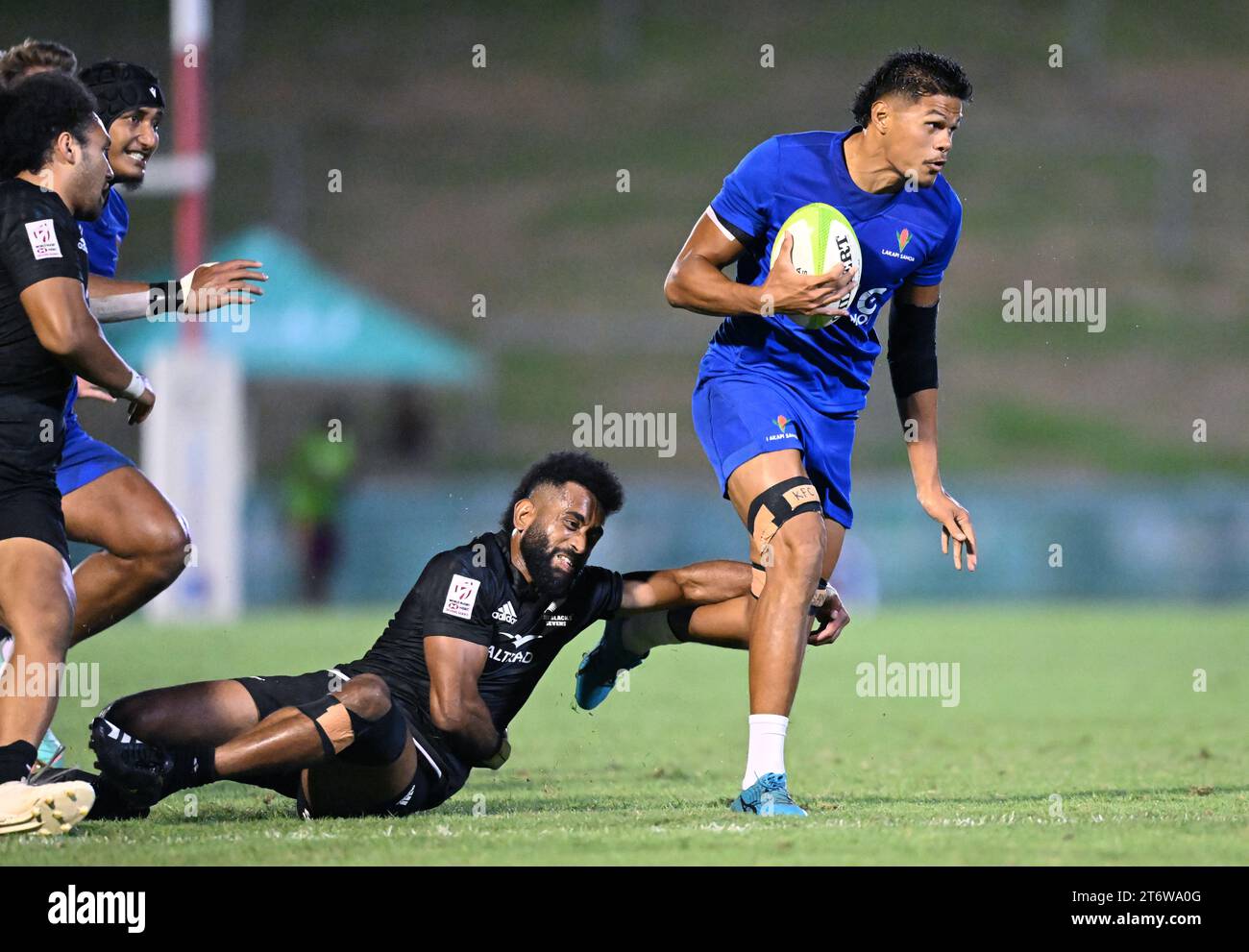 BJ Lima (right) of Samoa in action during the final of the 2023 Oceania ...