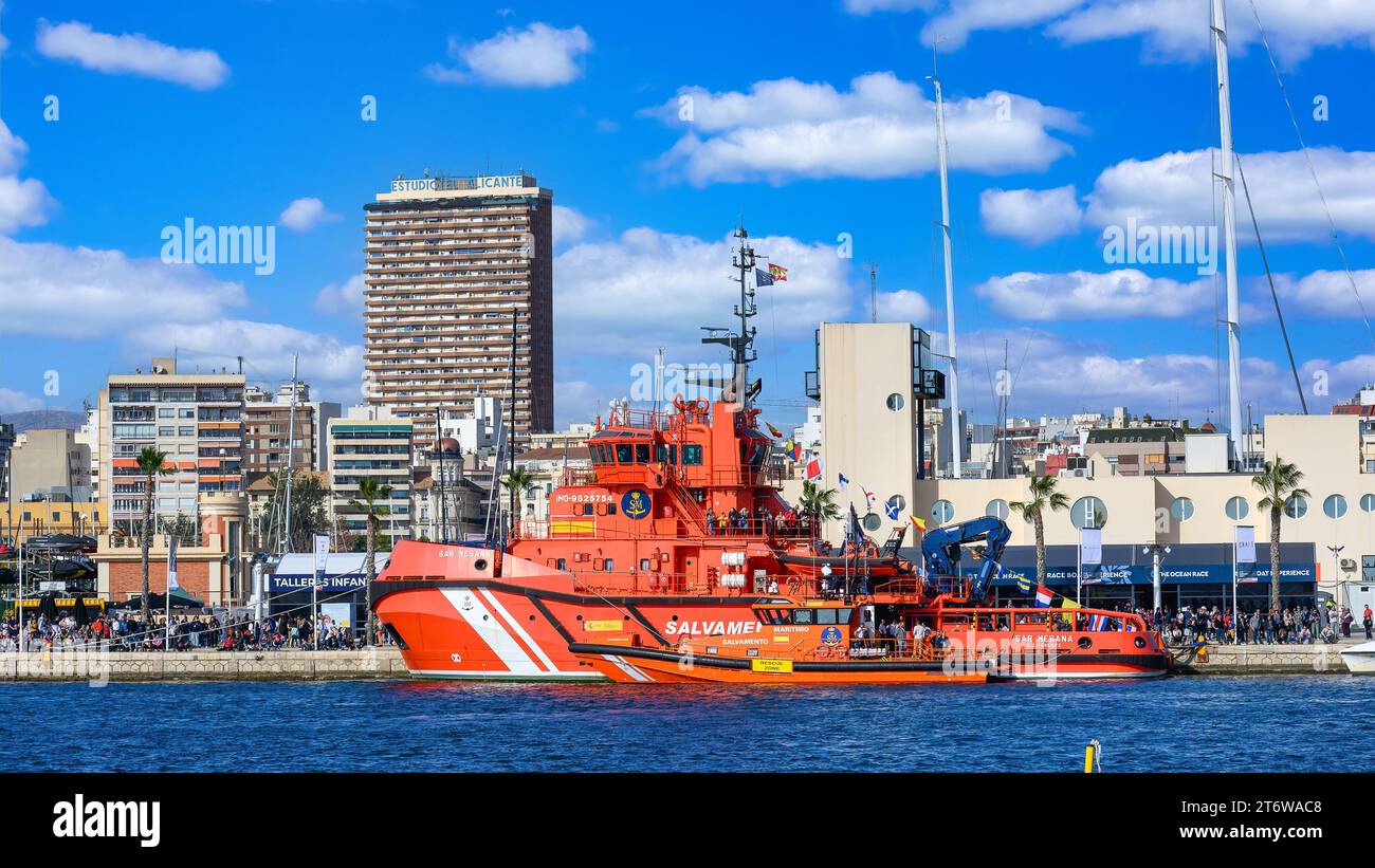 Alicante, Spain, ship Sar Mesana in the city waterfront during The ...