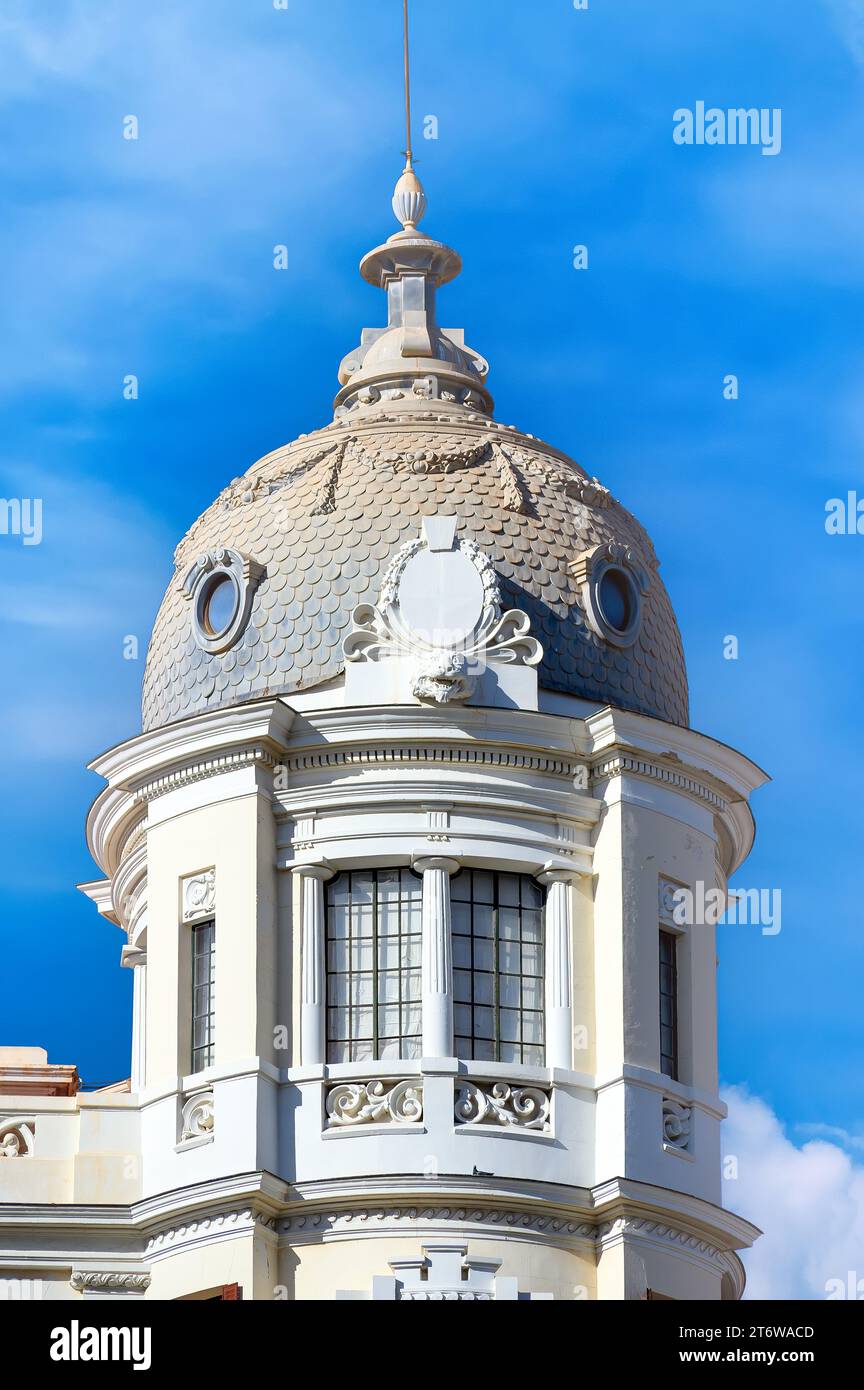 Alicante, Spain, dome in a tower of the Carbonell House. Located in the ...