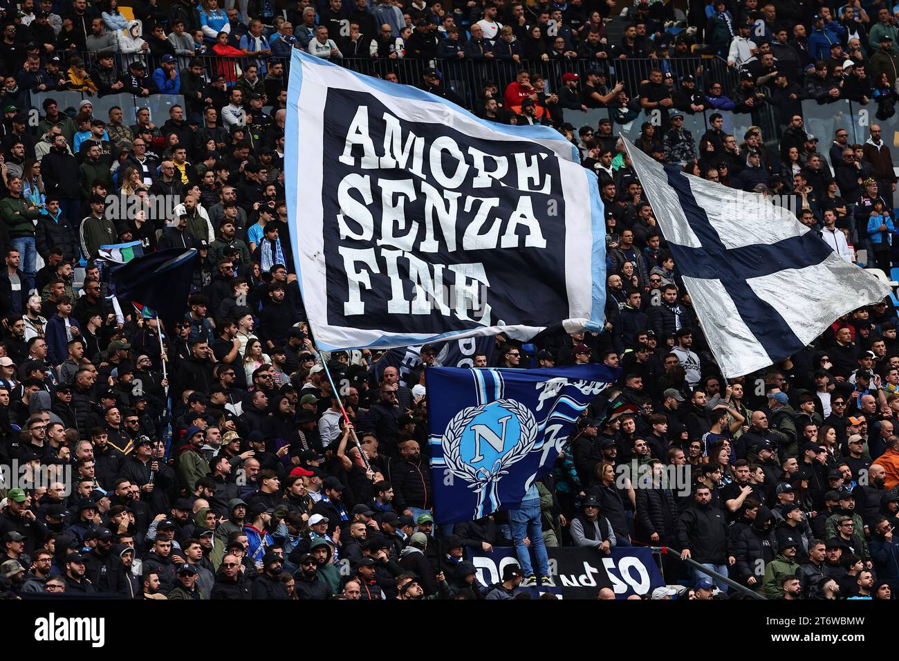 Napoli supporters cheer on during the Serie A football match between ...