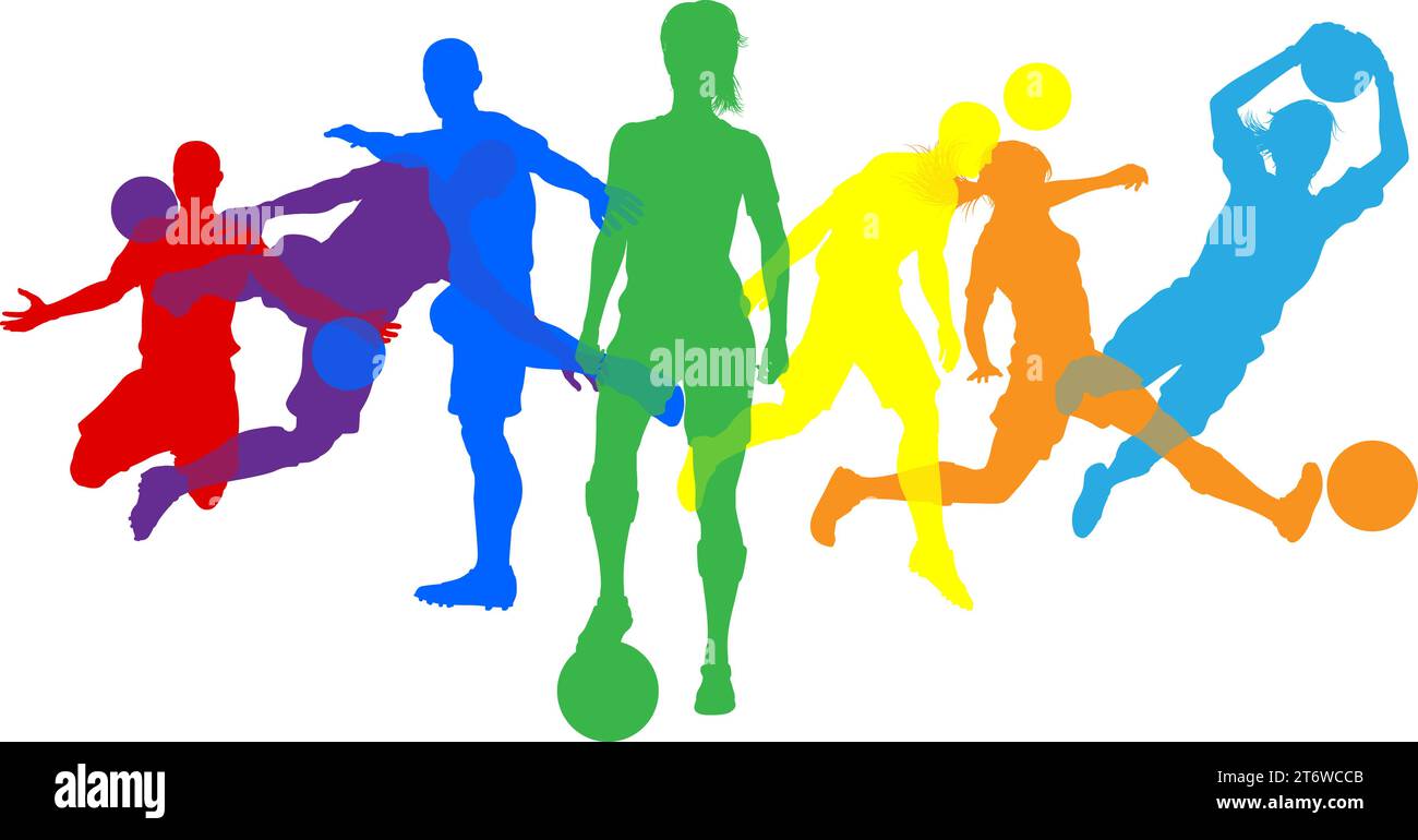 Soccer Football Players People Silhouettes Concept Stock Vector Image ...