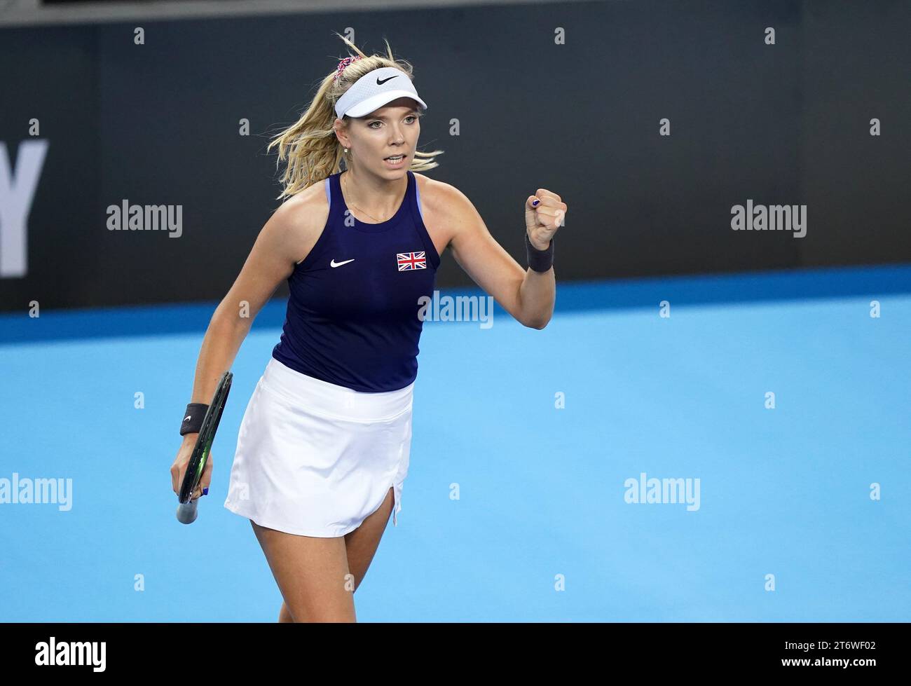 Great Britain's Katie Boulter celebrates winning a point against Sweden ...